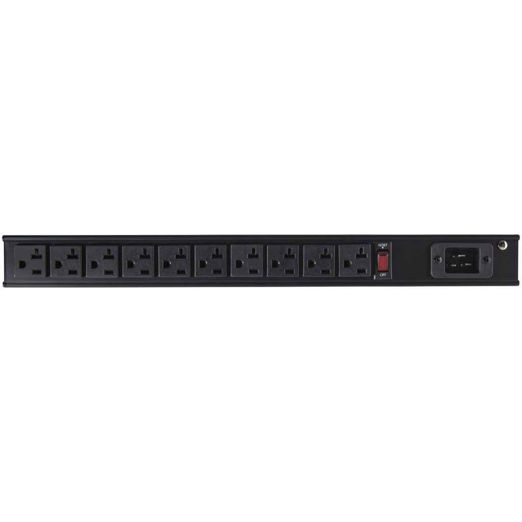 10 Outlet Rack Mount Power Strip 125V/16 Amp – 1U Horizontal 19″ Rackmount PDU – NEMA 5-20P ...