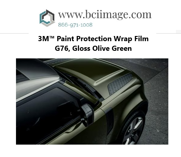 3M™ Paint Protection Wrap Film G76, Gloss Olive Green – BCI Imaging ...